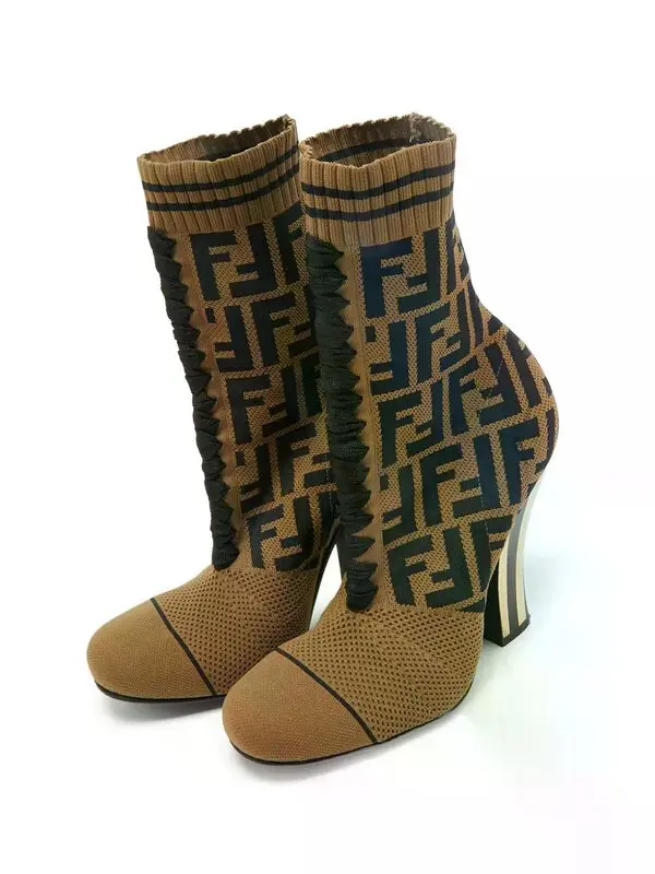 Fendi Rockoko Ff Monogram Ankle Boots - Neutrals
