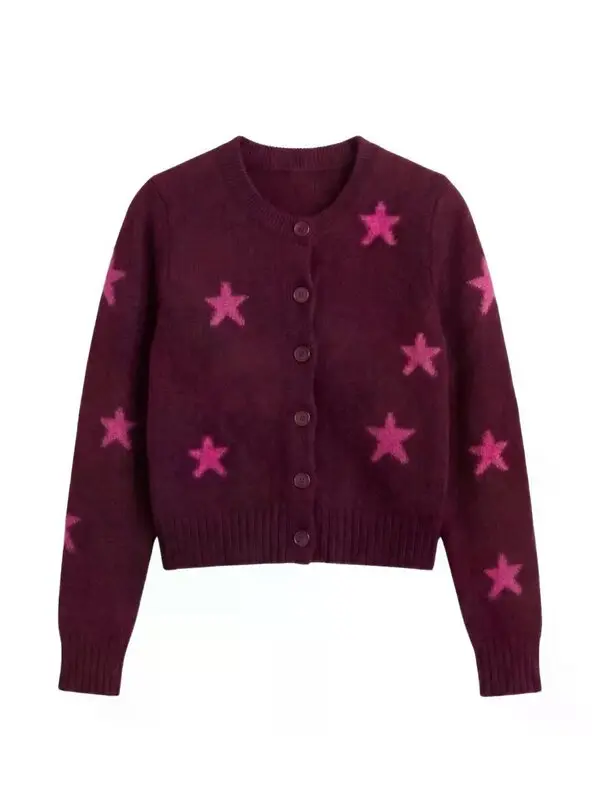 Chinti & Parker Star-intarsia Round-neck Cardigan - Purple