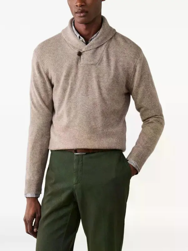 HACKETT LONDON Button-detail Shawl-collar Sweater