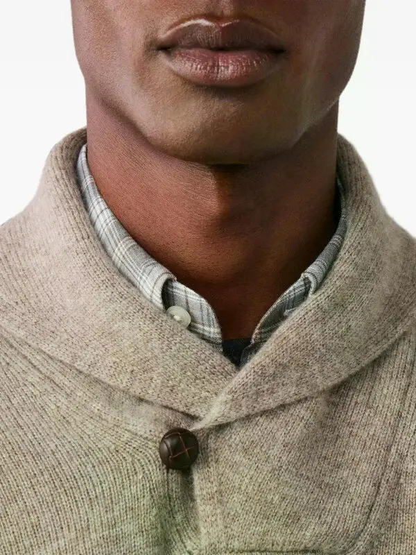 HACKETT LONDON Button-detail Shawl-collar Sweater