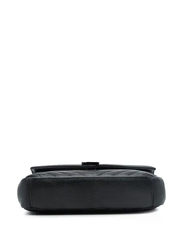 Saint Laurent Medium Chevron Sheepskin Monogram College Bag - Black