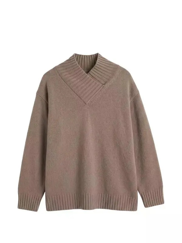 Chinti & Parker Ribbed-knit Crossover-neck Sweater - Neutrals