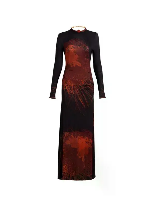 Silvia Tcherassi Gabbice Graphic-print Ruched Maxi Dress - Blue