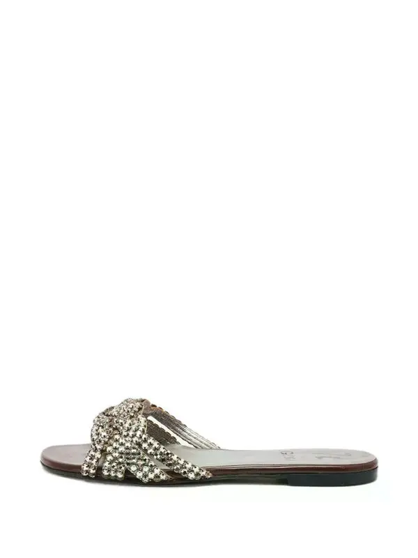 GINA Crystal-embellished Croc-print Sandals - Silver