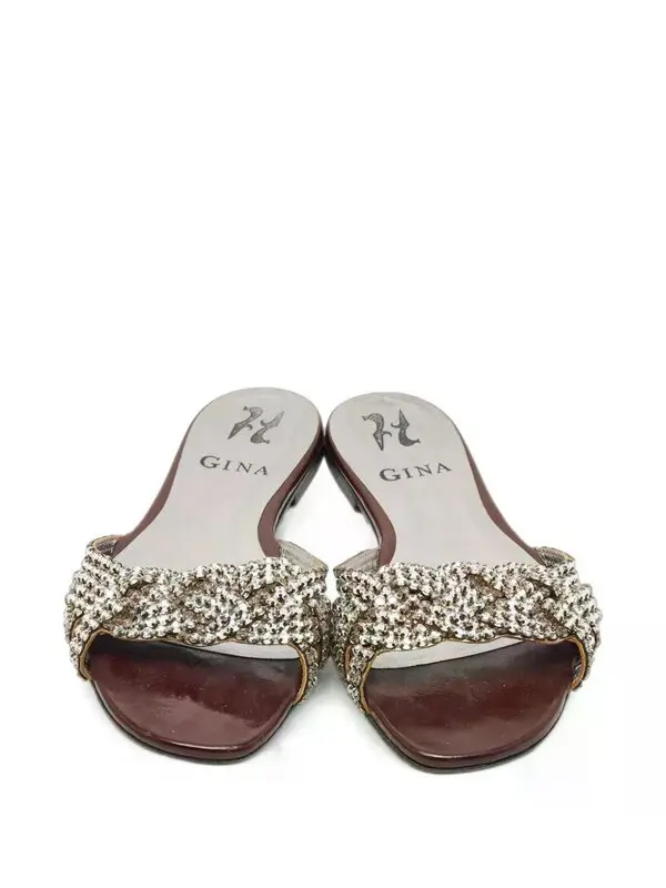 GINA Crystal-embellished Croc-print Sandals