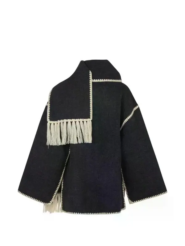 TOTEME Embroidered Scarf-detail Jacket - Grey