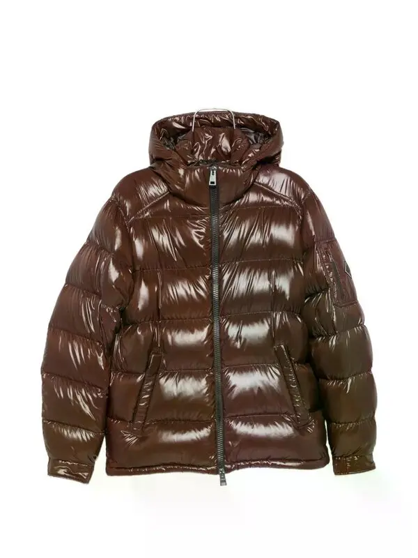 Herno Hooded Quilted Jacket With Glossy Finish - Brown