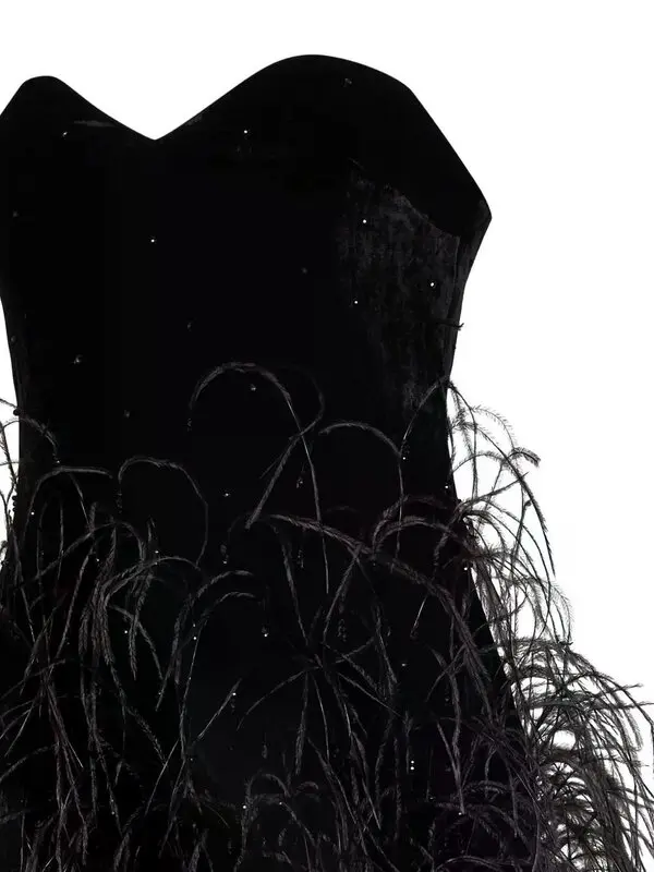 Amen Crystal-embellished Feather-trim Mini Dress