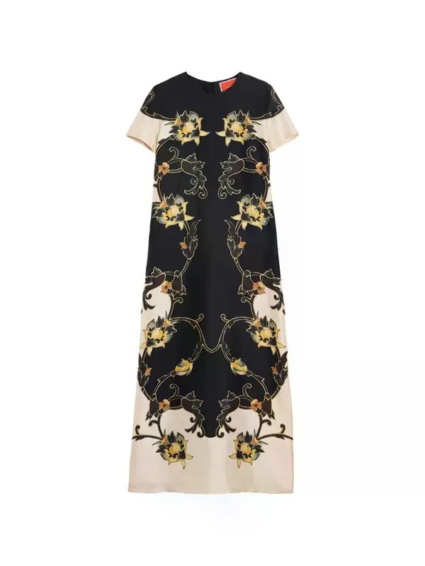 La DoubleJ Swing Dress With Buttercup Placée Print - Black