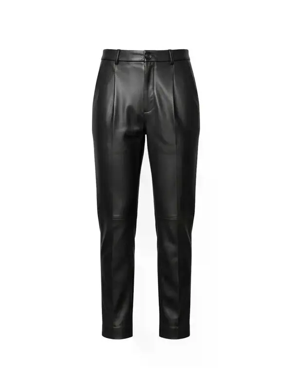 John Richmond Pleated Leather Trousers - Black