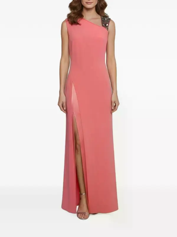 Escada Embellished Asymmetric Cocktail Maxi Dress