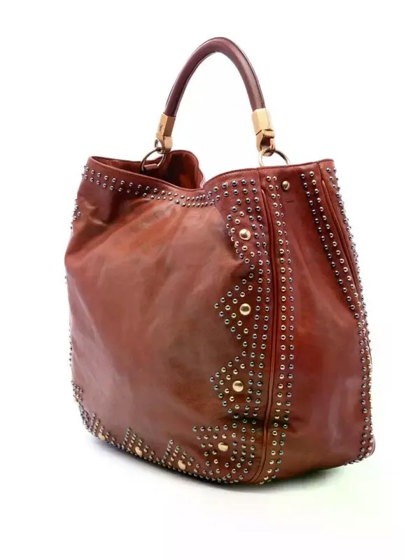 Saint Laurent Studded Calfskin Hobo Bag