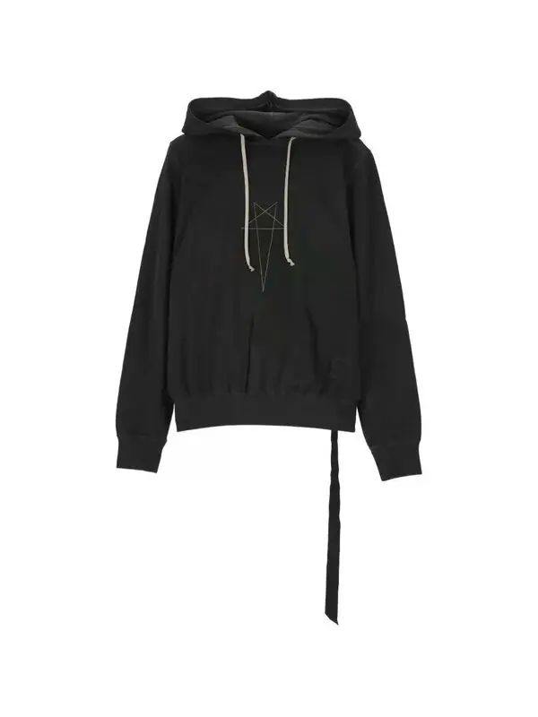 Rick Owens Pentagram-print Drawstring Hoodie - Black