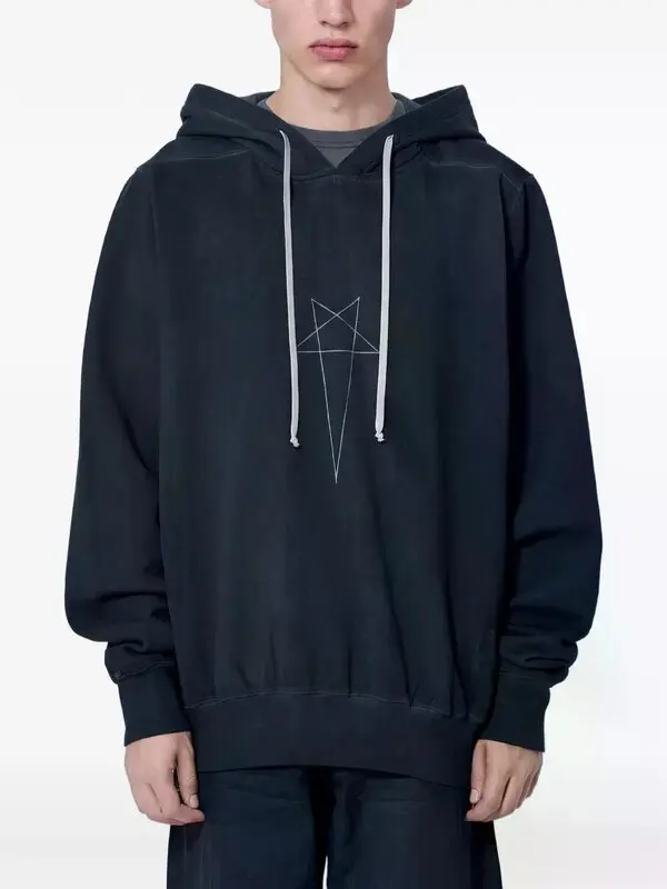 Rick Owens Pentagram-print Hoodie - Black