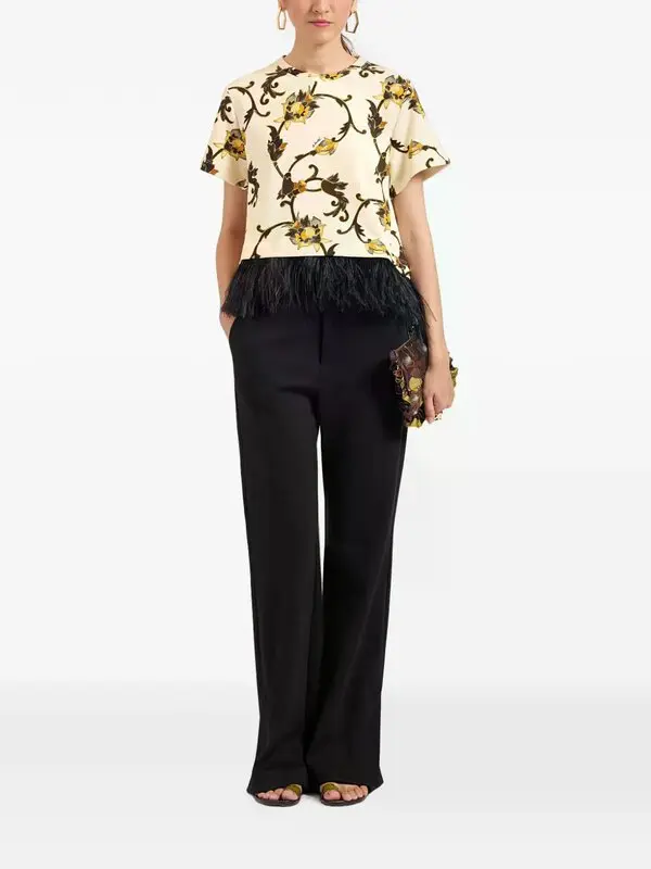 La DoubleJ La Scala T-shirt With Feather Trim