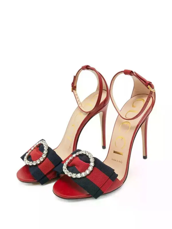 Gucci Charlotte Web Ankle-strap Sandals - Red