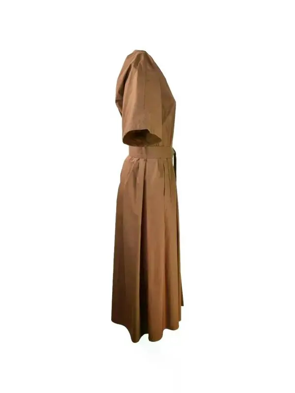 SOLOTRE Belted V-neck Midi Dress