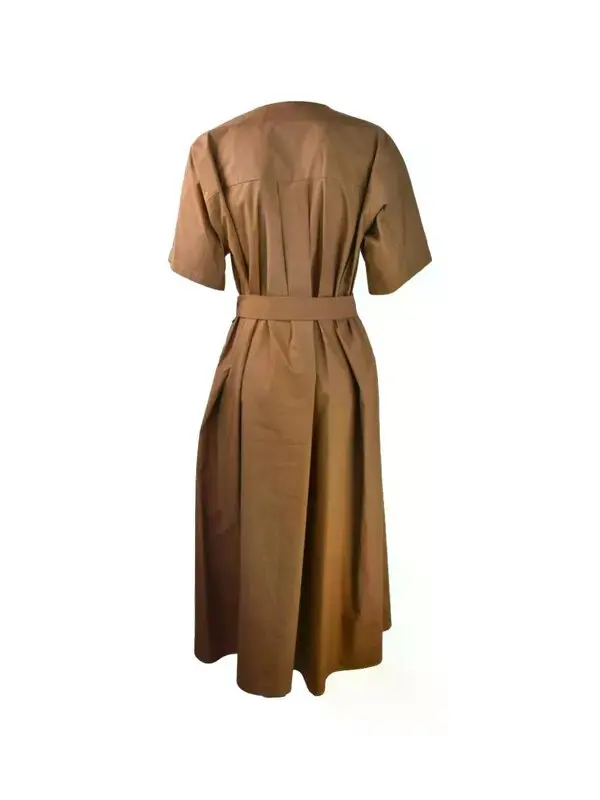 SOLOTRE Belted V-neck Midi Dress