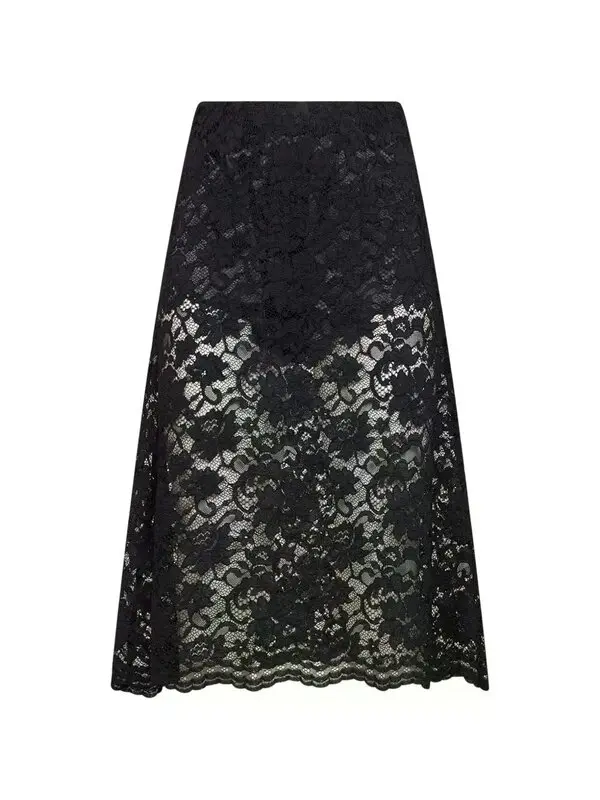 BLANCA VITA Giraz Scalloped Lace Midi Skirt - Black