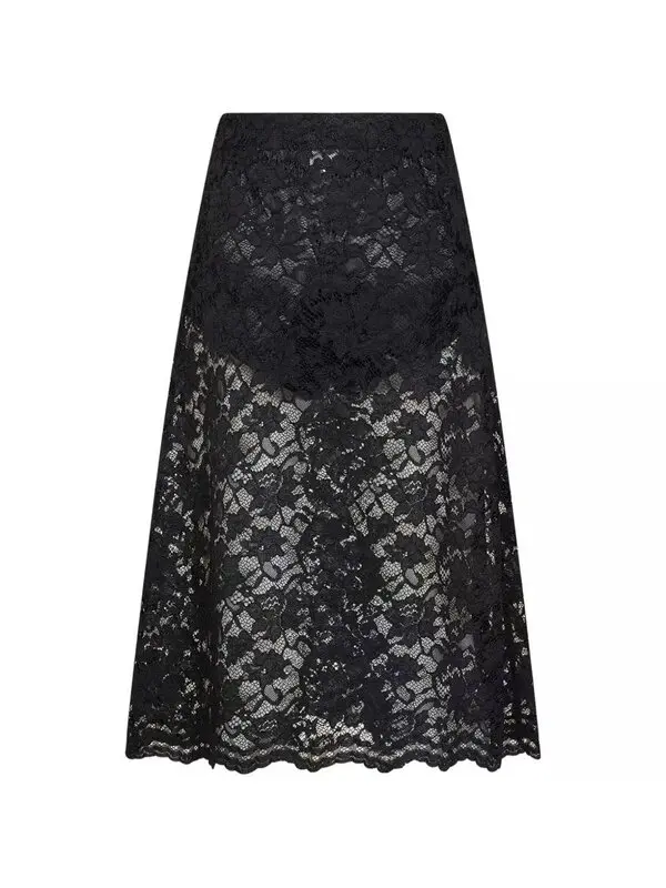 BLANCA VITA Lace Midi Skirt - Black