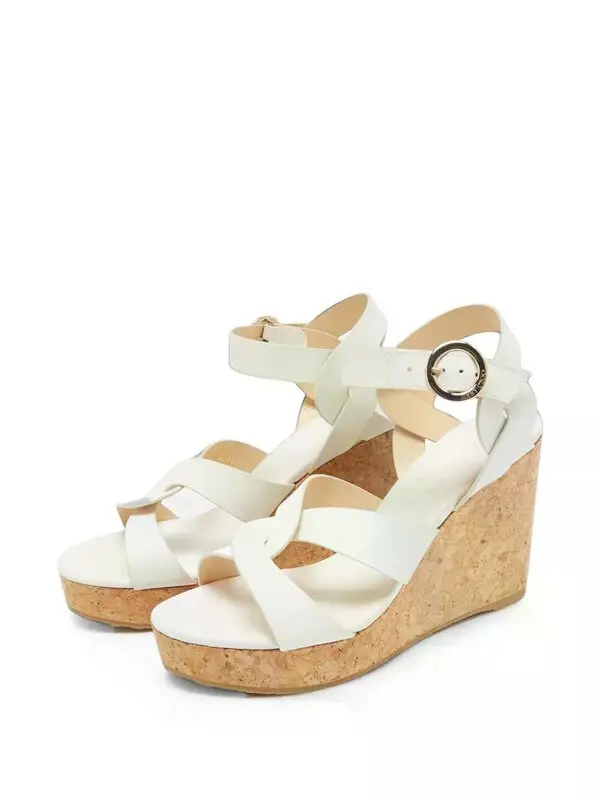 JIMMY CHOO Leather Platform Wedge Sandals