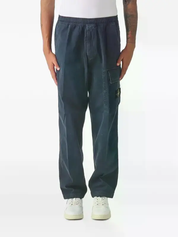 Stone Island Logo Patch Cargo Trousers - Blue