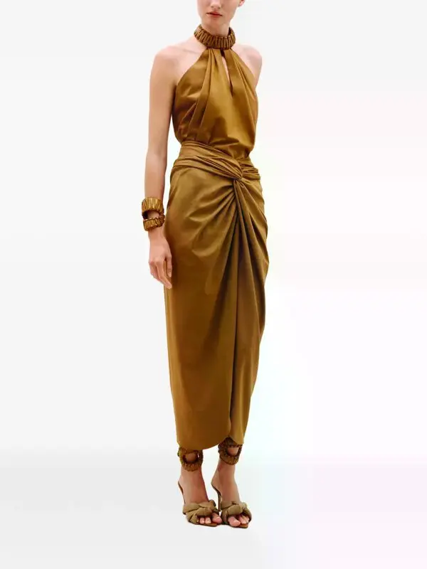 Silvia Tcherassi Suede Effect Knotted Long Skirt