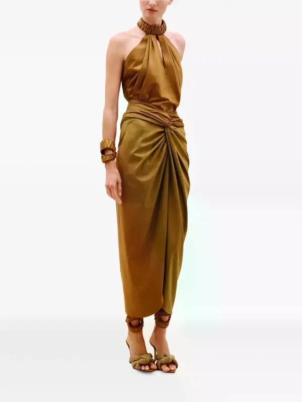 Silvia Tcherassi Suede Effect Knotted Long Skirt