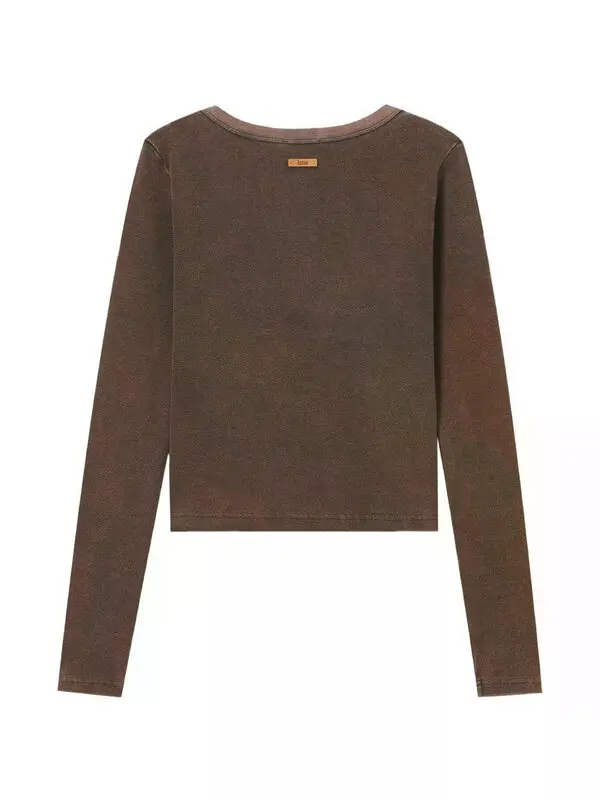 Izzue Embroidered Long-sleeve Henley Top