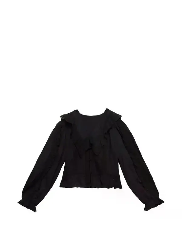 Rixo Ruffled Lace-trim Blouse - Black
