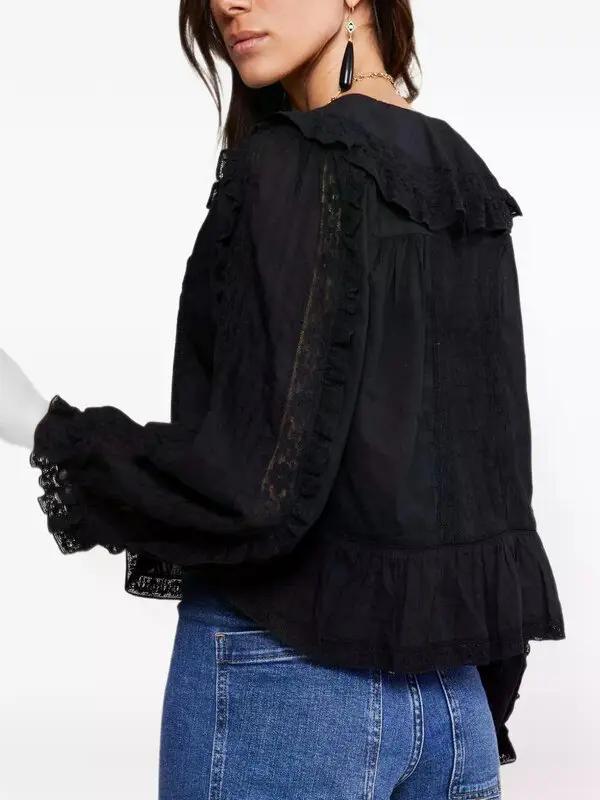 Rixo Ruffled Lace-trim Blouse
