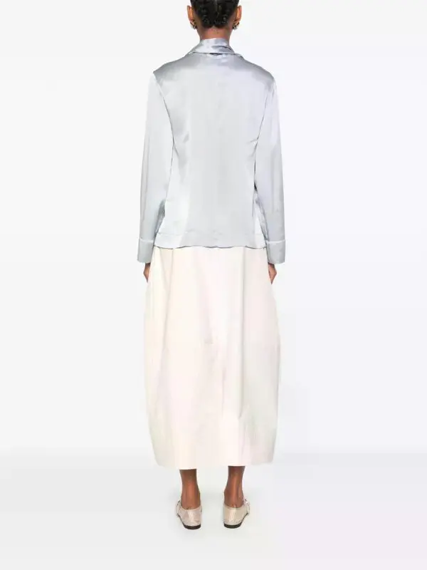 FORTE_FORTE Fringe-trim Tie-neck Shirt