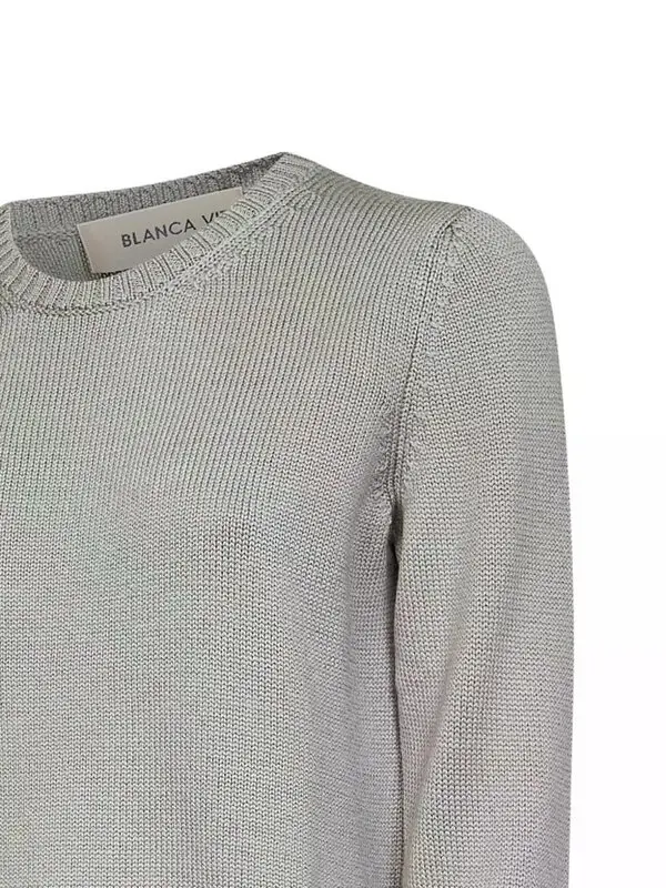 BLANCA VITA Ribbed Knit Crew-neck Sweater