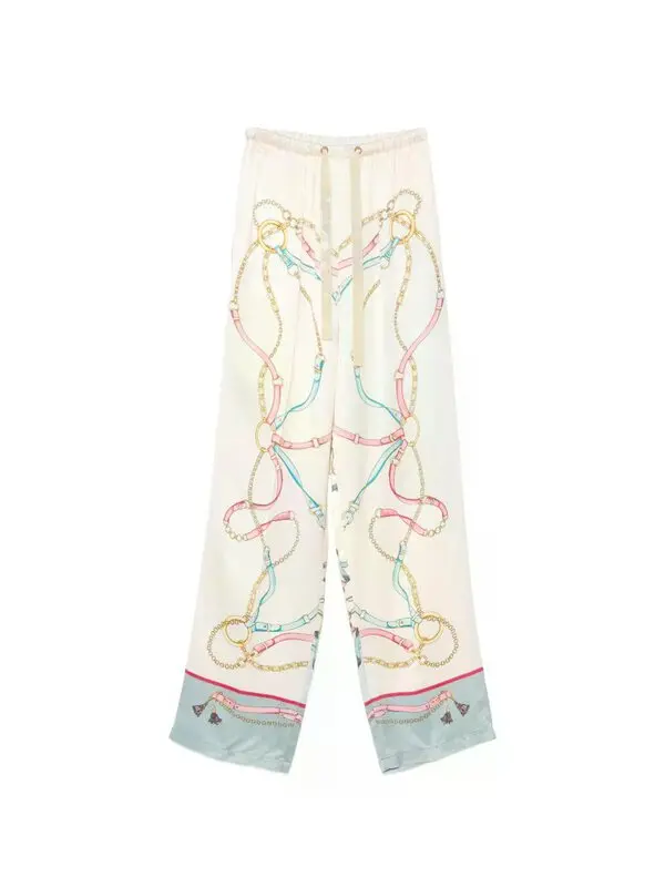 FORTE_FORTE Chain-print Palazzo Pants - Neutrals