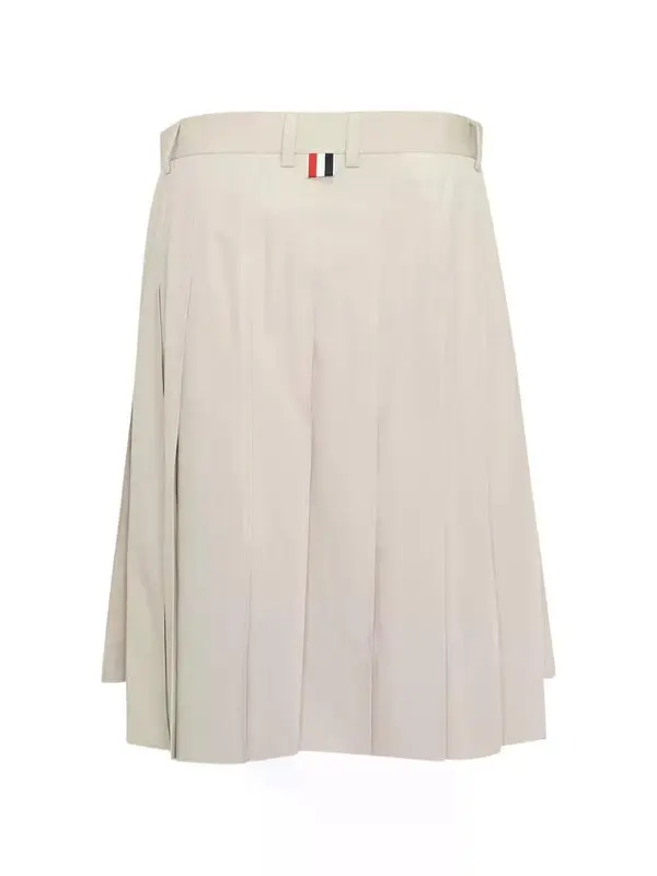 Thom Browne Cotton Suiting Pleated Skirt - Neutrals
