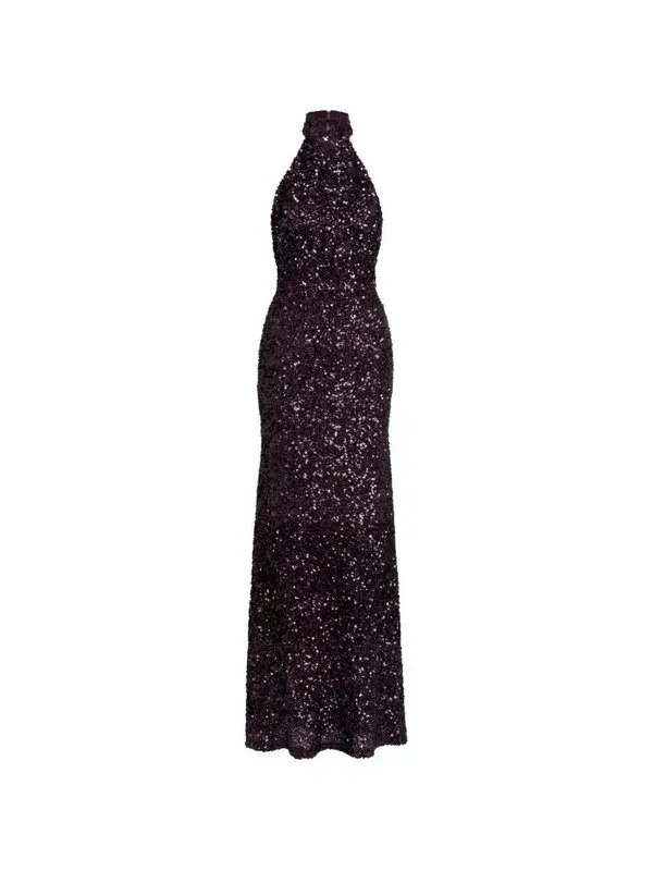 Silvia Tcherassi Dido Sequin-embellished Halterneck Maxi Dress - Purple
