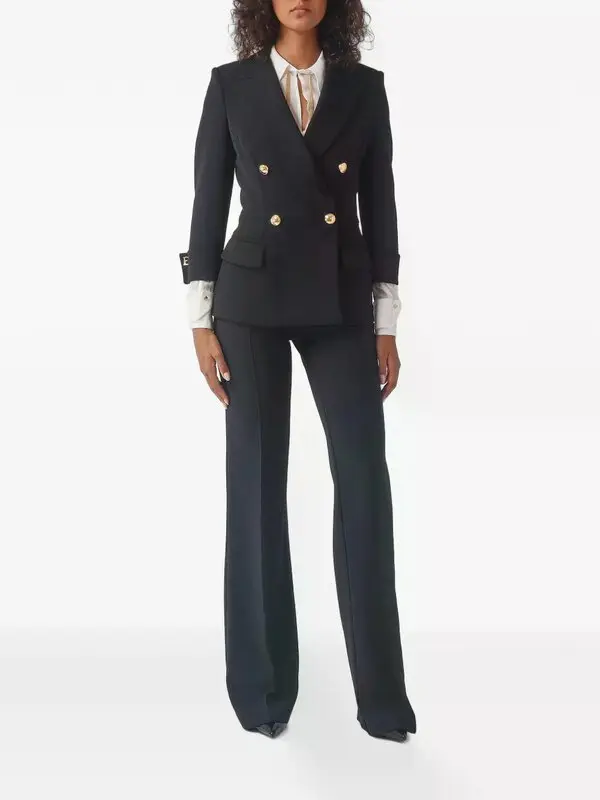 Elisabetta Franchi Blouse In Georgette Fabric With Jewel Logos - White