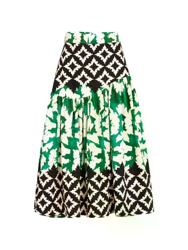 Silvia Tcherassi Libby Asymmetric-seam Midi Skirt - Green