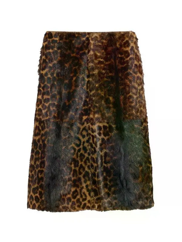 AMI Paris Leopard-print Midi Skirt