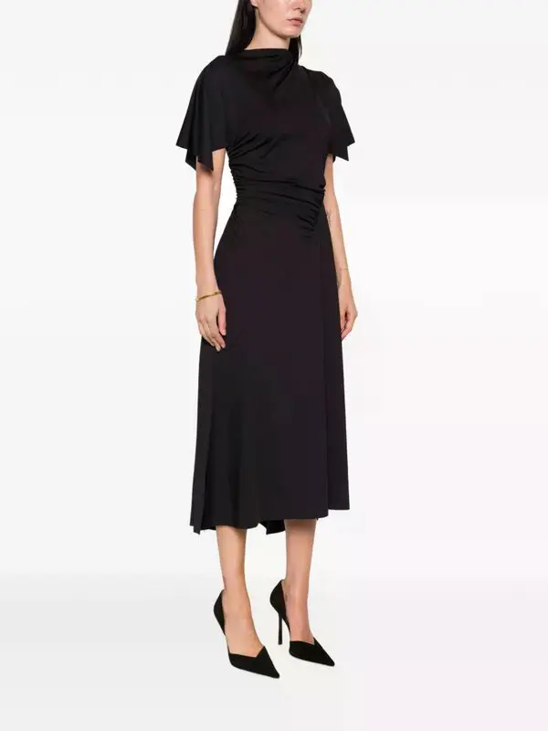Victoria Beckham Gathered Asymmetric Hem Dress