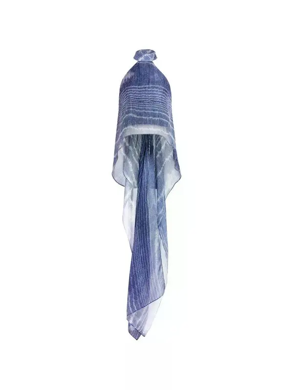 Silvia Tcherassi Flo Moiré-effect Halterneck Top - Blue