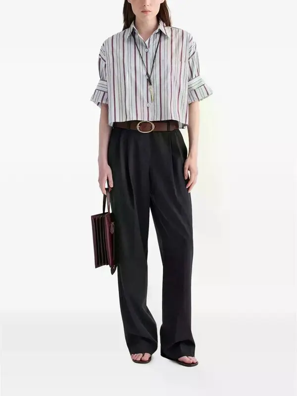 TWP Striped Cropped Shirt