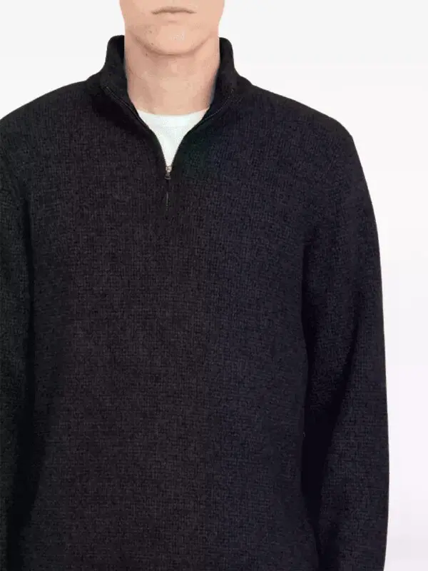 Vince Half-zip Waffle-knit Sweater - Black