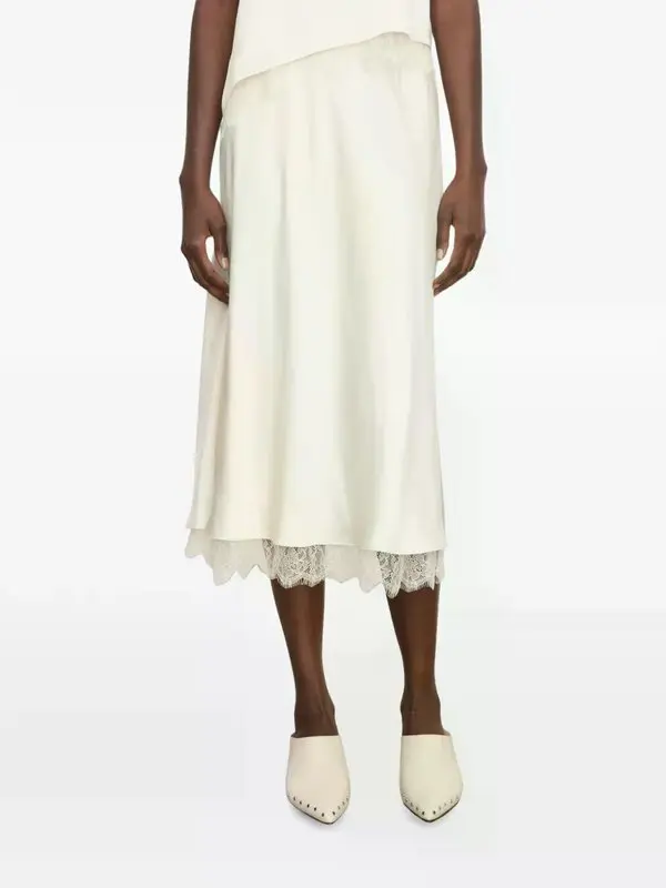 Vince Lace-trim Slip Midi Skirt - White