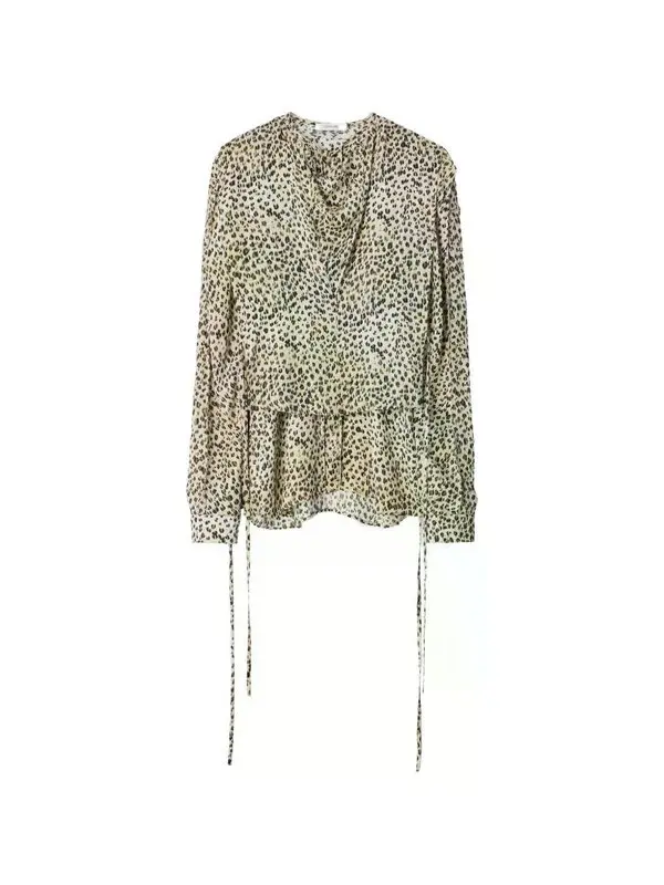 LEMAIRE Layered Blouse Leopard Printed Viscose - Neutrals
