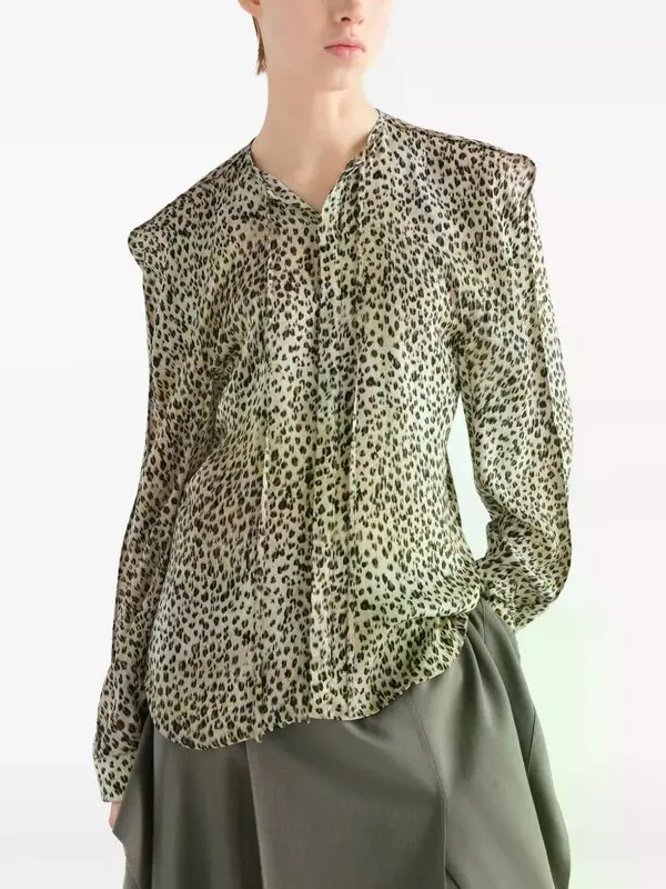 LEMAIRE Layered Blouse Leopard Printed Viscose