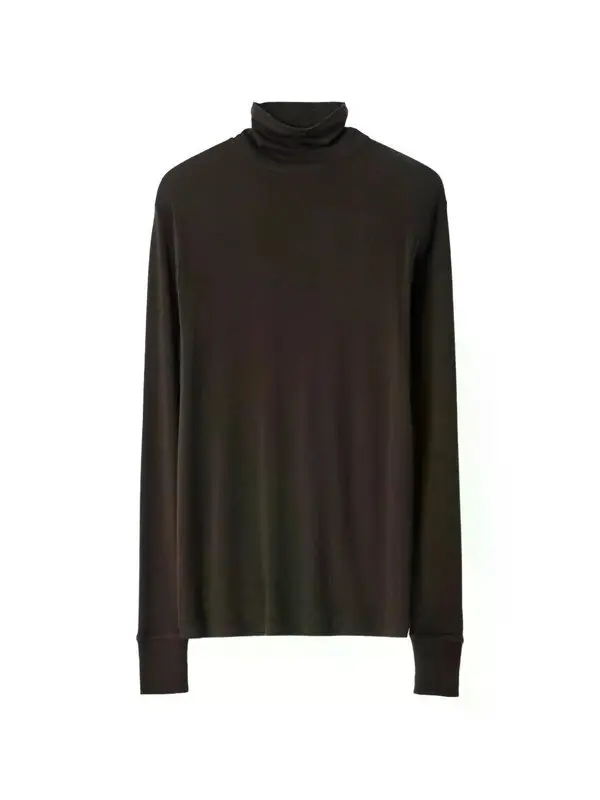 LEMAIRE Stand-collar Top In Wool And Silk Jersey - Brown