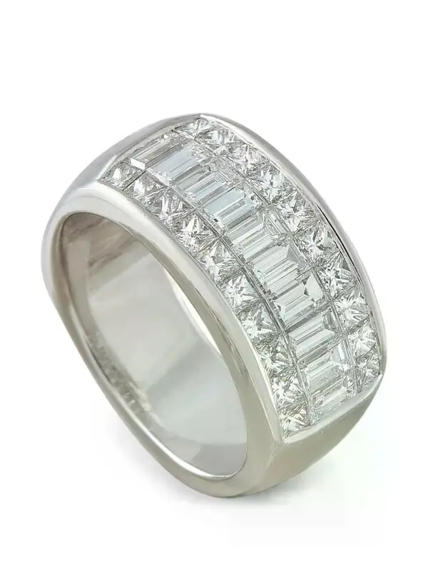 LB EXCLUSIVE 18k White Gold Baguette And Princess-cut Diamond Ring - Silver