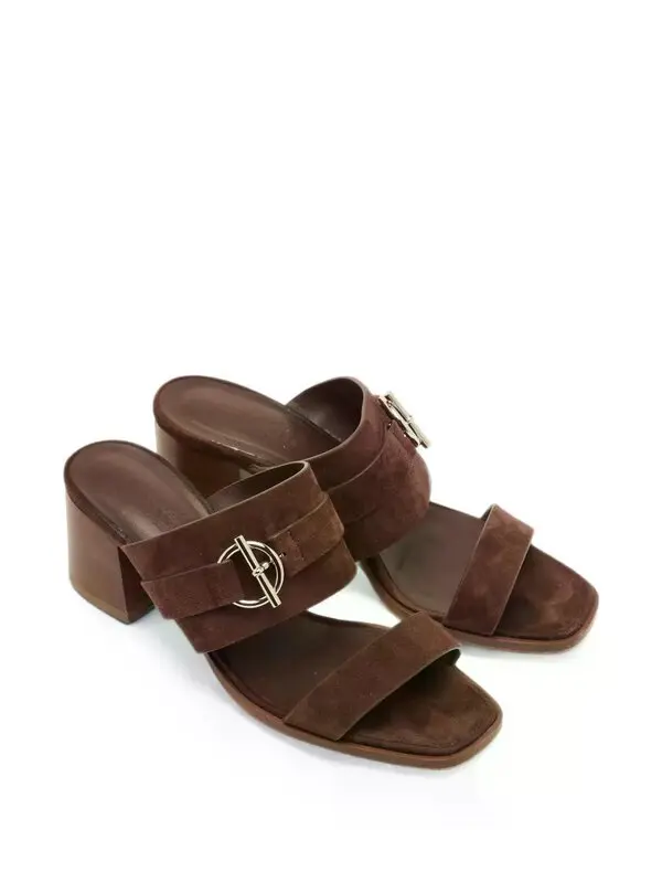 Hermès Suede Block Heel Sandals