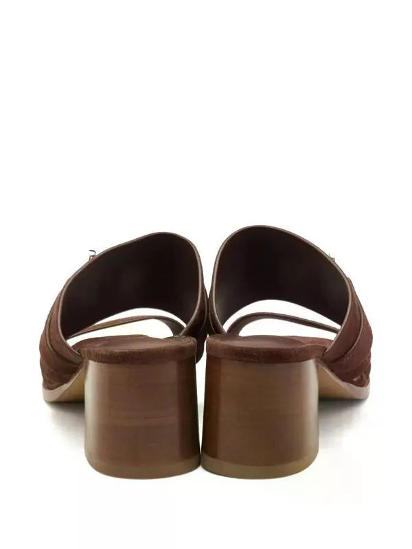 Hermès Suede Block Heel Sandals - Brown